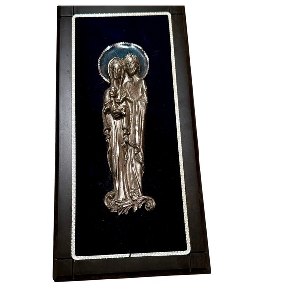 Art | Vintage Italian Hand Engraved Holy Family Metal Art Framed Made ...